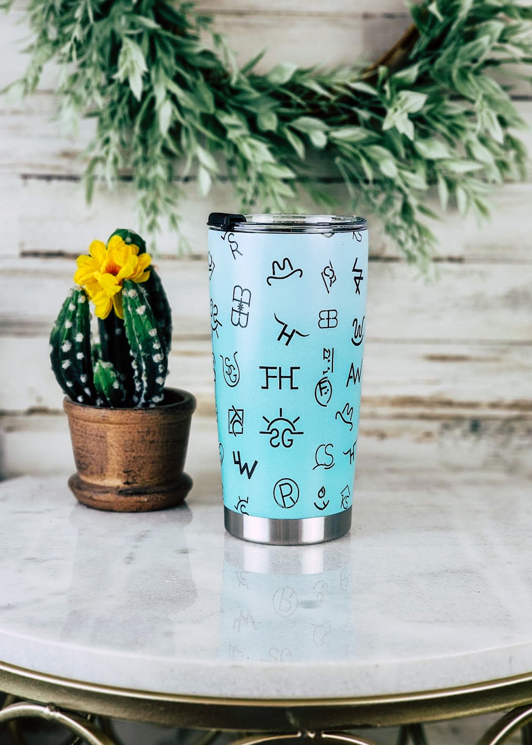 Turquoise Brands Tumbler Western Cowgirl Cow Boutique - Etsy