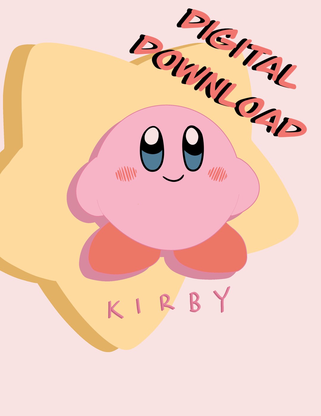 Kirby Art Digital Download Kawaii Phone or Computer Background ...