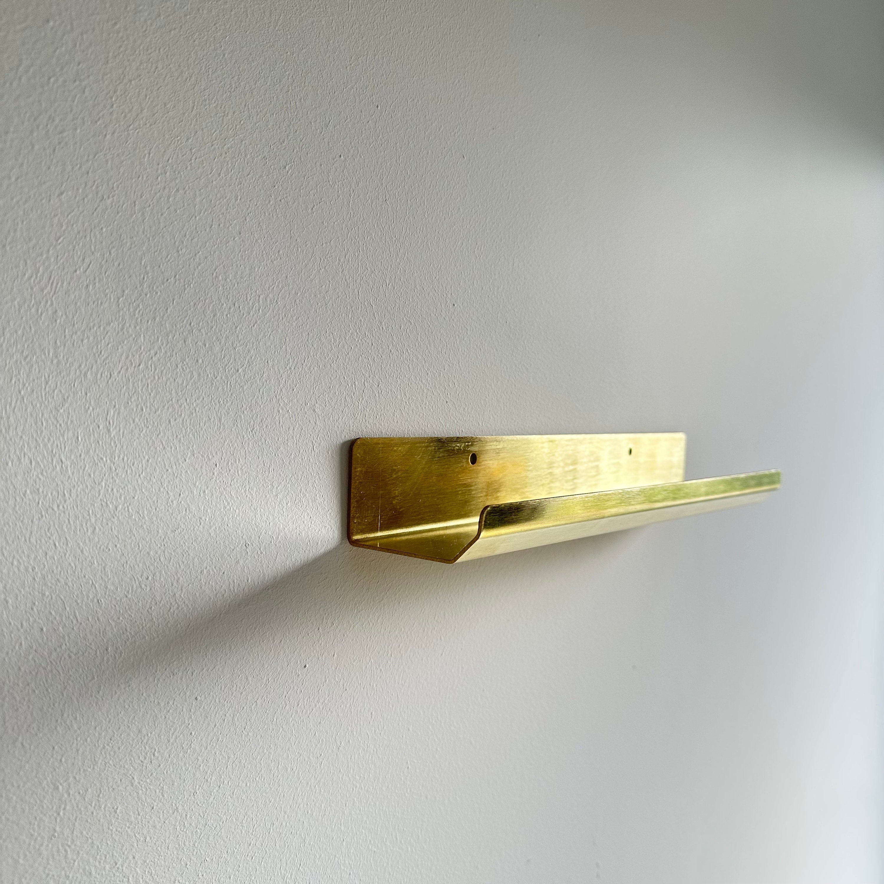 Brass Floating Shelves, Minimalist Brass Wall Shelves, Brass Wall ...