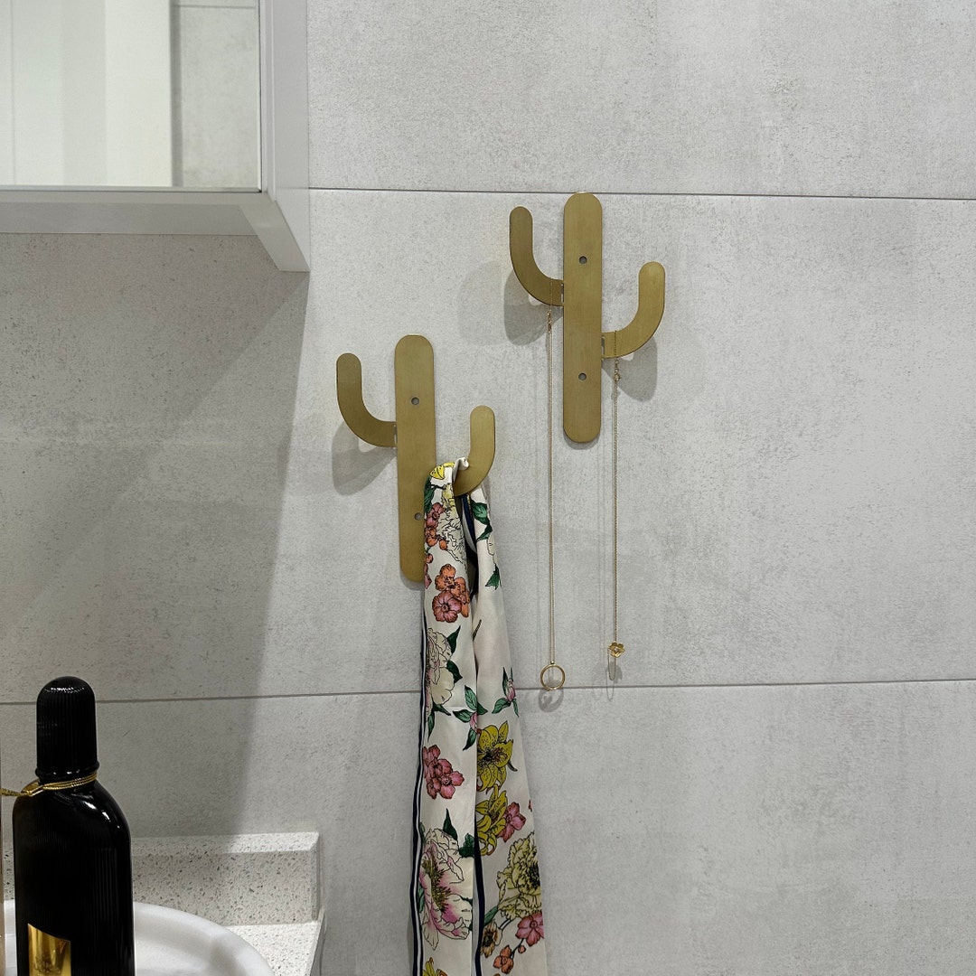 Decorative Brass Hook, Brass Wall Hanger for Jewelry, Brass Cactus Wall ...