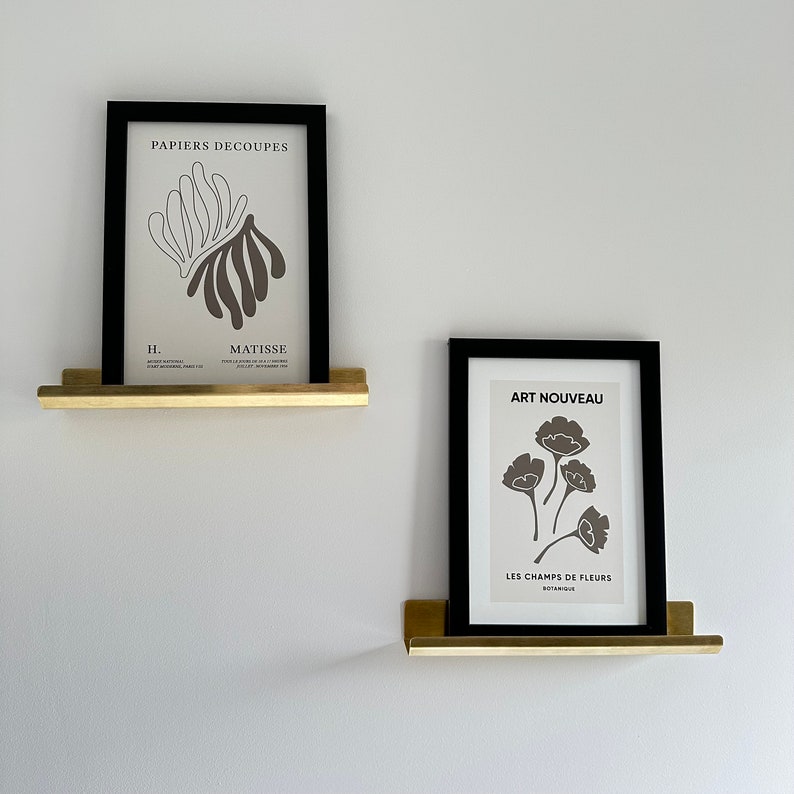 Brass Floating Shelves, Minimalist Brass Wall Shelves, Brass Wall ...