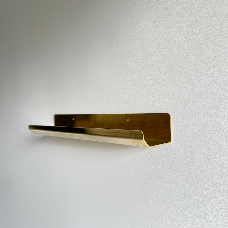 Brass Floating Shelves, Minimalist Brass Wall Shelves, Brass Wall ...