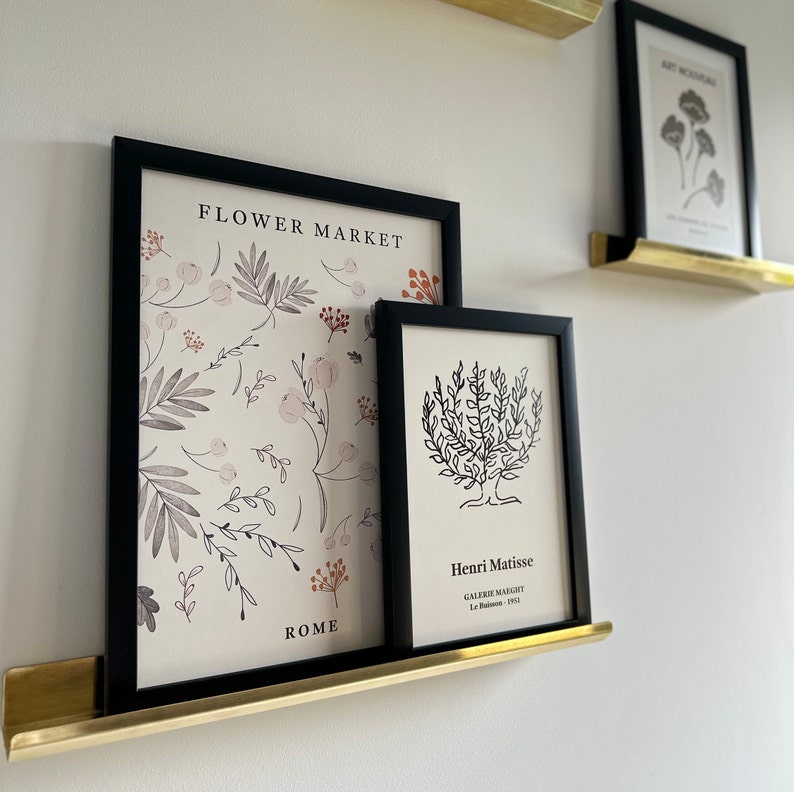 Brass Floating Shelves, Minimalist Brass Wall Shelves, Brass Wall ...