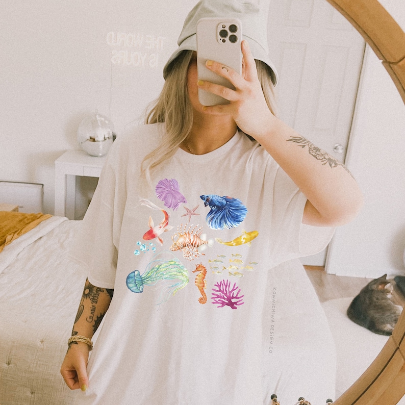 Watercolor Fish Jellyfish Starfish Coral Seahorse PNG Ocean ...