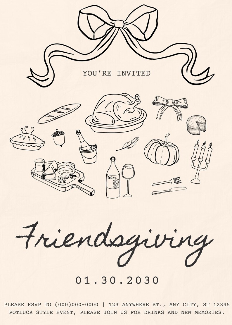 Friendsgiving Invitation Digital-editable-template - Etsy