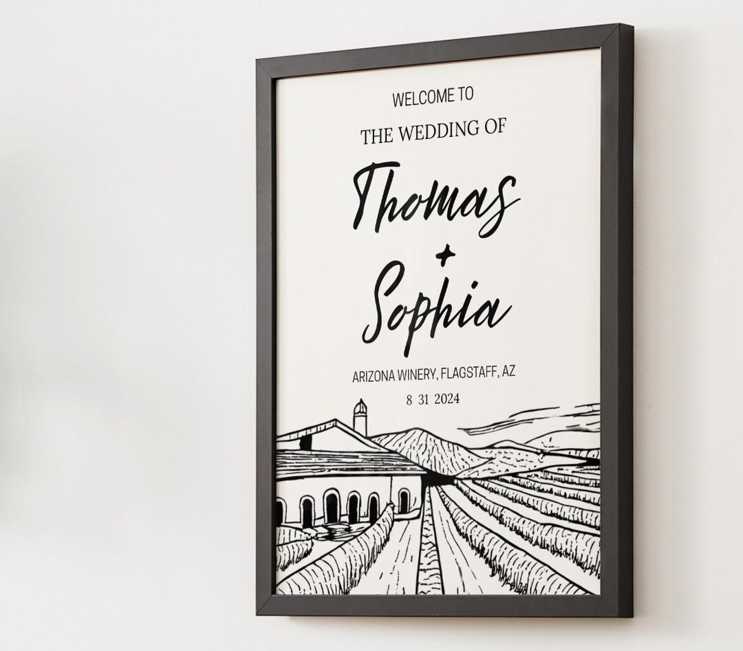 Vineyard Wedding Welcome Sign: Editable Canva Template (digital ...