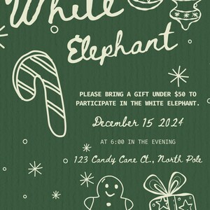 White Elephant Christmas Holiday Party Editable Template X2 - Etsy