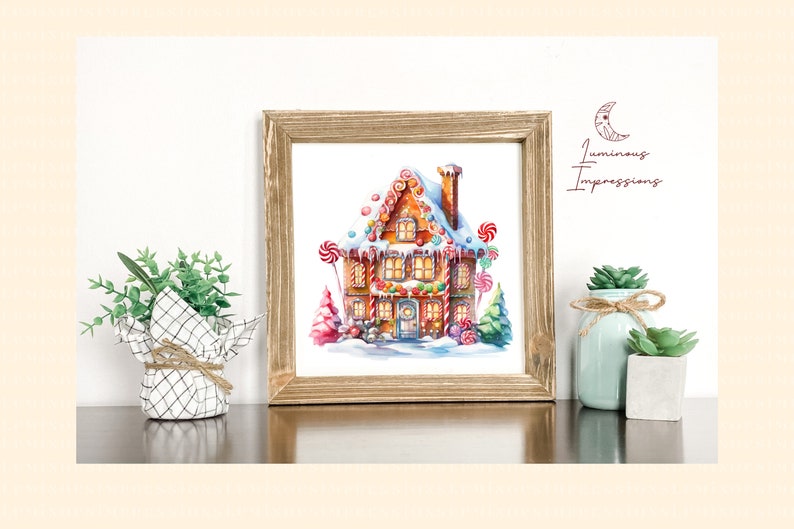 Watercolor Gingerbread House, Winter Holiday Digital Art, Candy Png Svg ...