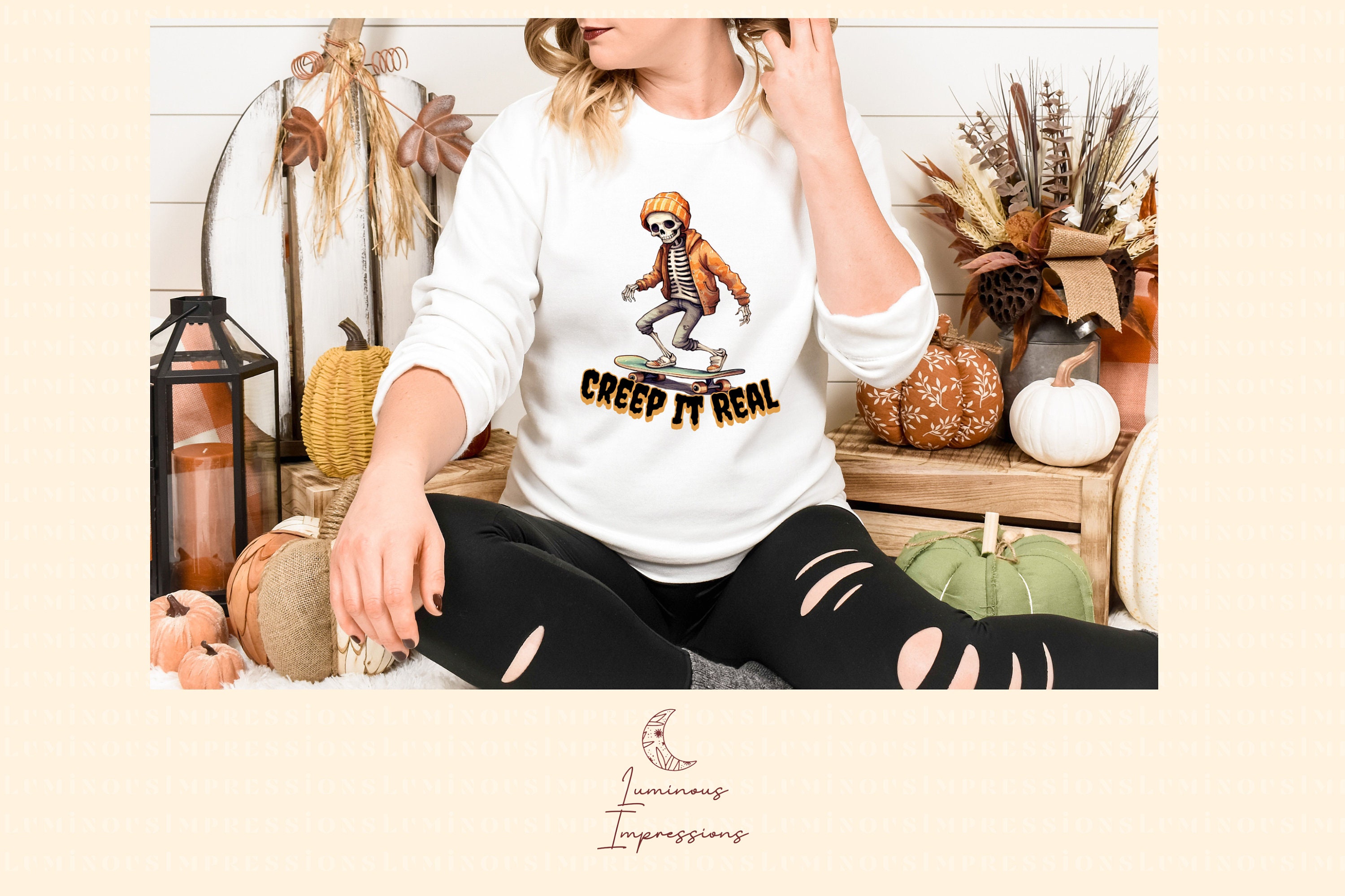 Halloween PNG, Creep It Real, Skeleton Sublimation Design, Fall SVG ...