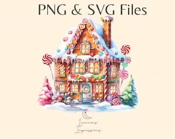 12 Christmas Ginger Bread Houses Clipart Watercolor Art - Etsy