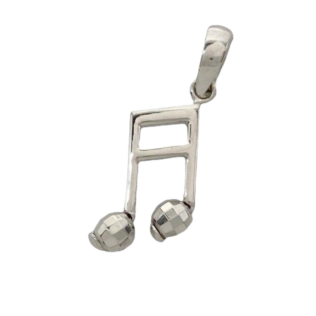 18K Solid White Gold Vintage Music Note Charm/pendant With Moving Disco ...