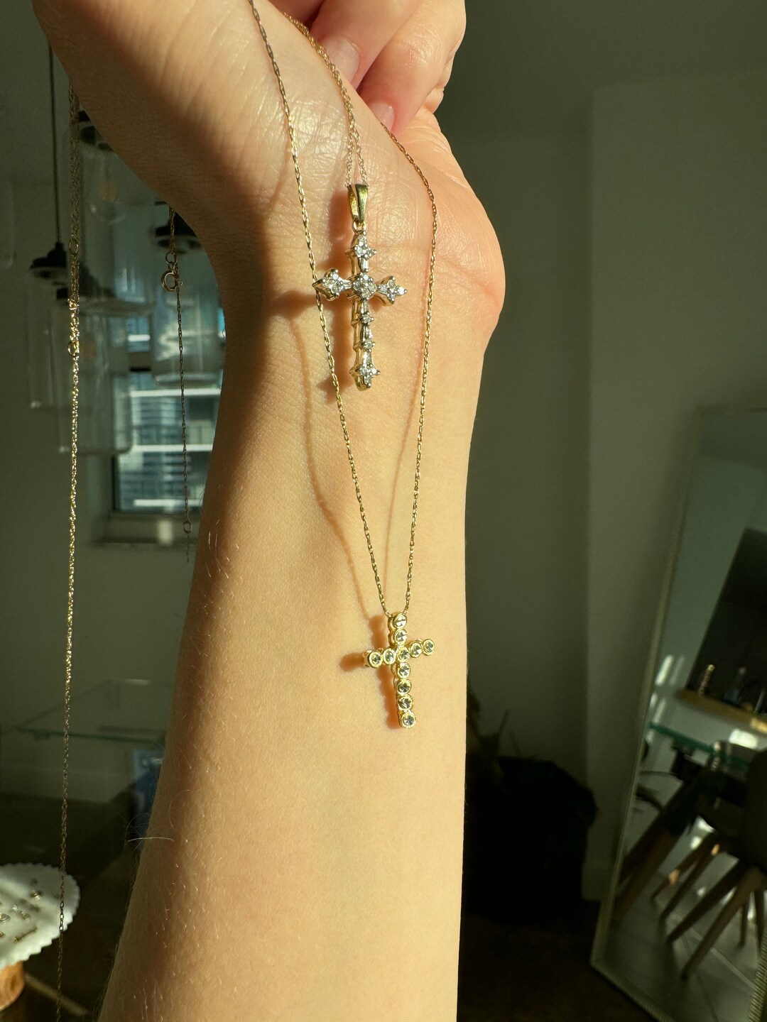 Vintage 10k Solid Yellow & White Gold Cross - Etsy