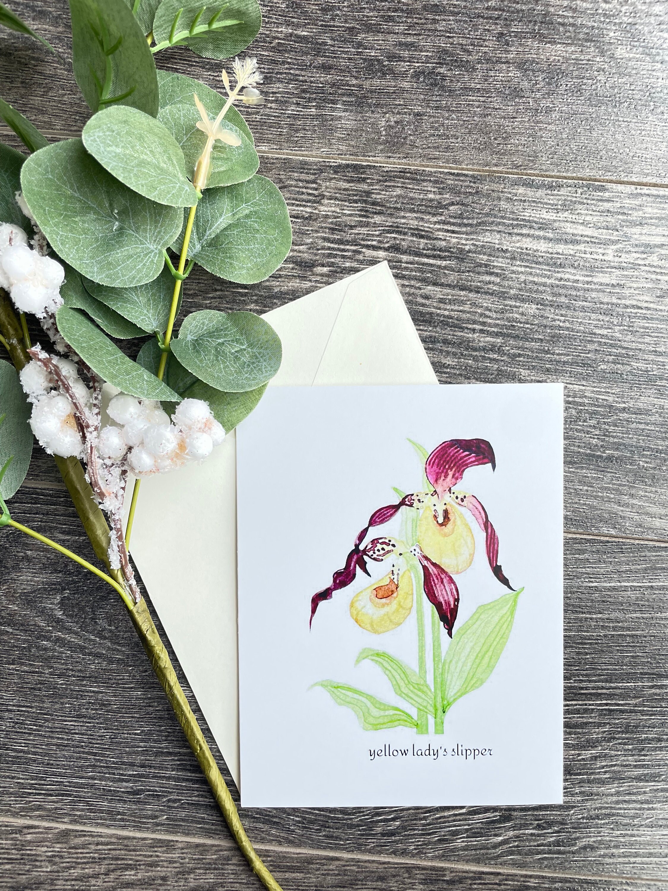 Yellow Lady's Slipper Watercolour Greeting Card Botanical Art Card 4x6 ...