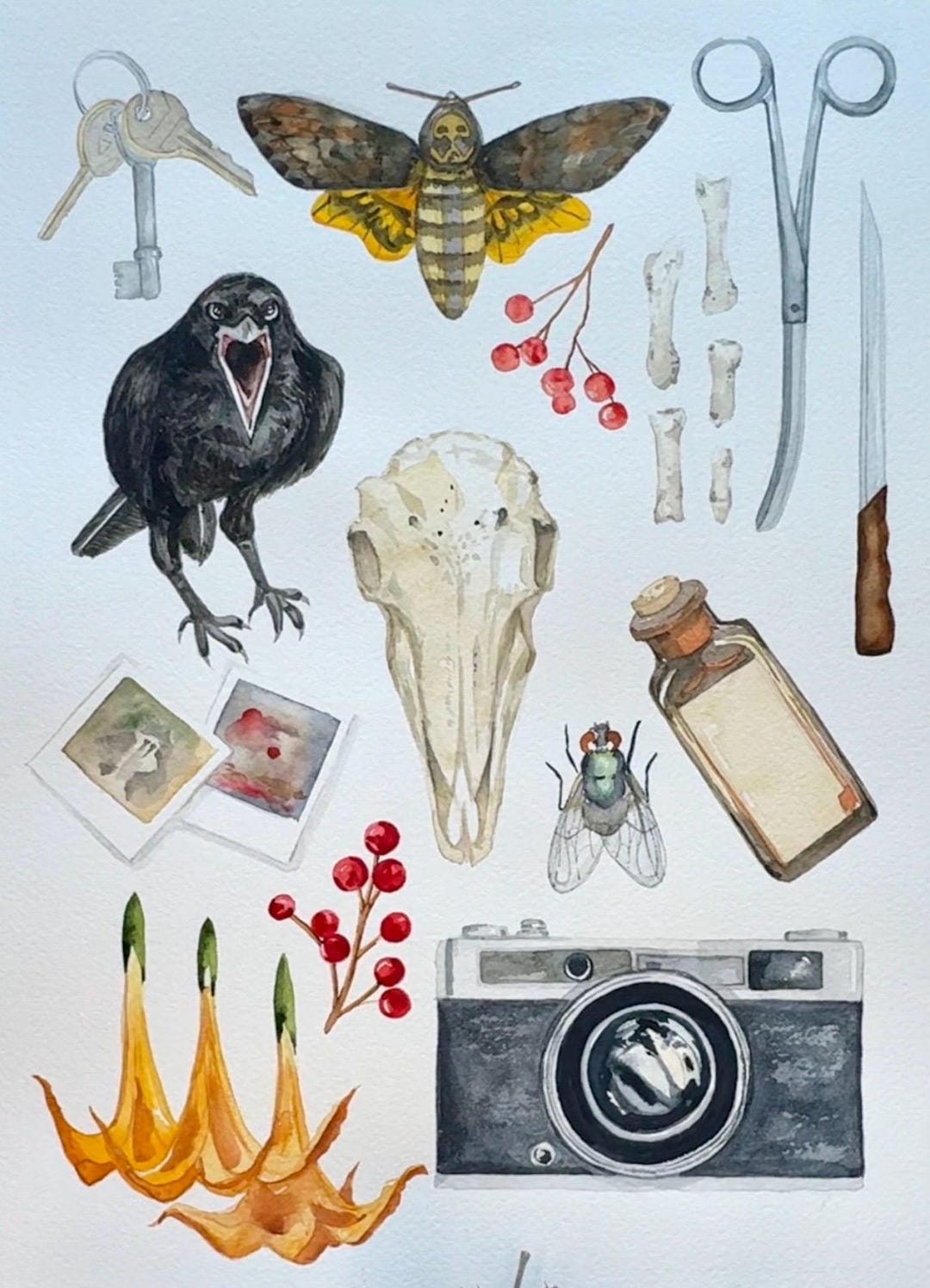 Creepy True Crime Halloween Watercolour Series Spooky Season Decor True ...