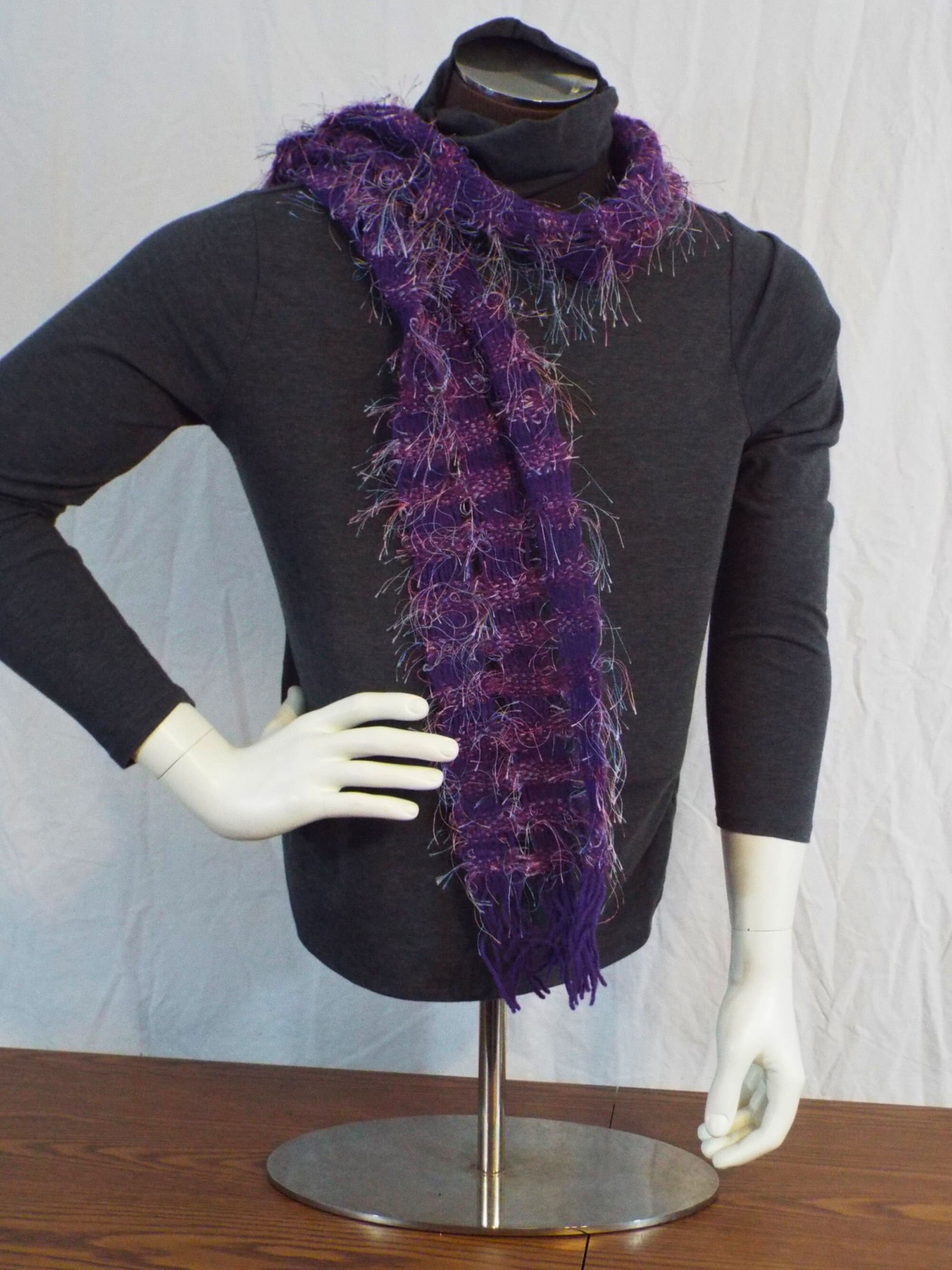 Purple Wool Scarf With Pastel Wispy Accents - Etsy