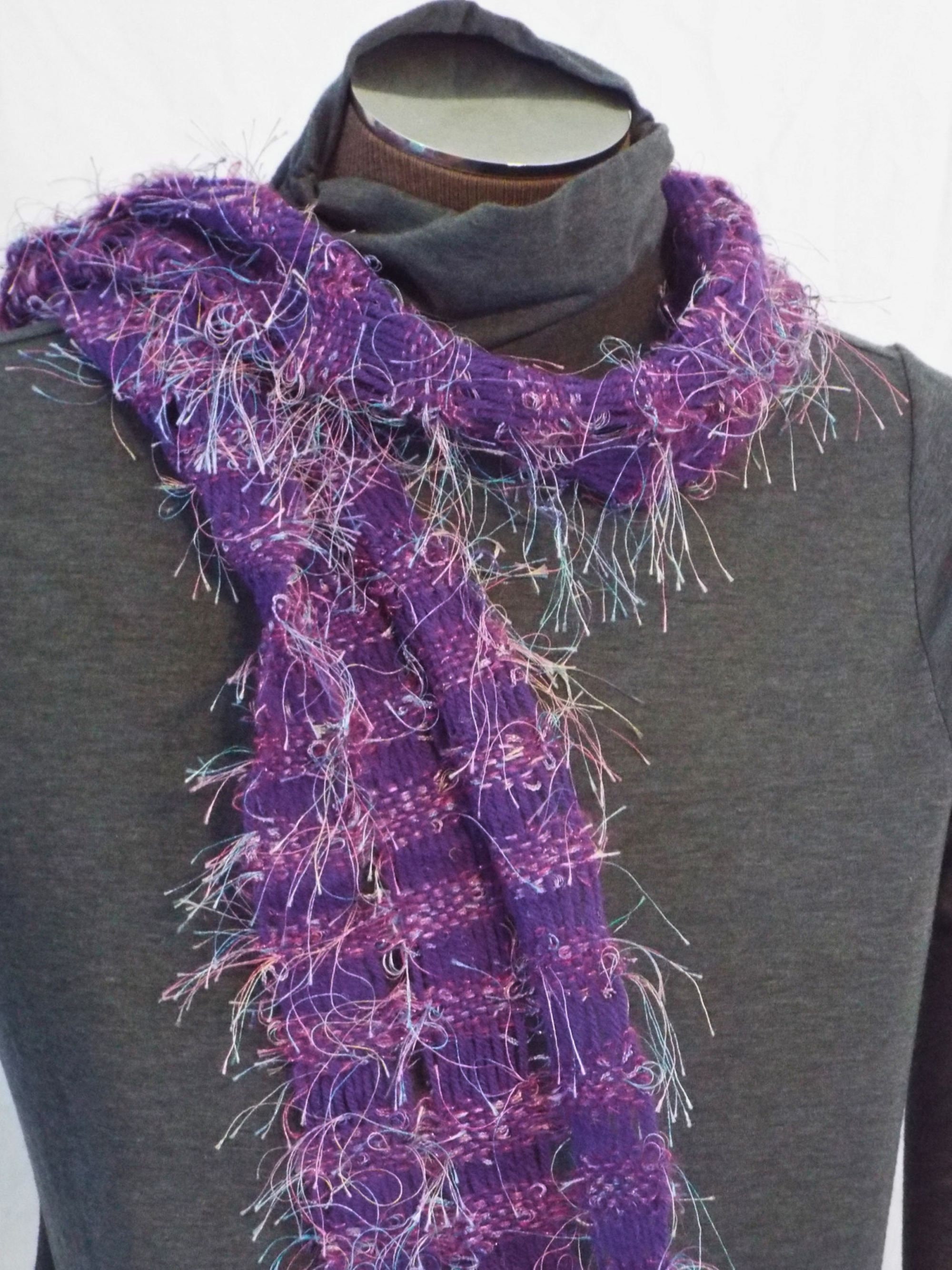 Purple Wool Scarf With Pastel Wispy Accents - Etsy