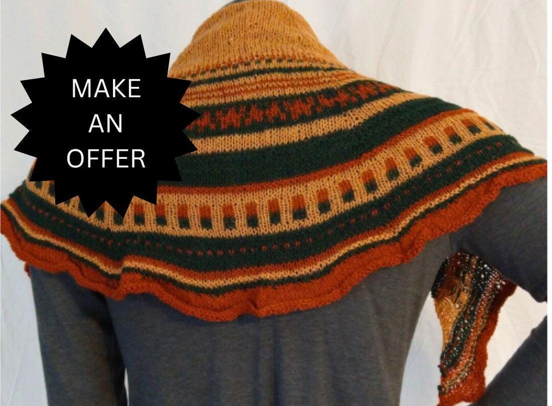 Peruvian Inspired Shawl in Tan, Hunter Green, and Persimmon - Etsy