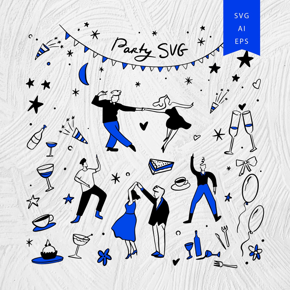 Celebration SVG Hand Drawn Party SVG Set Celebrate Clipart - Etsy