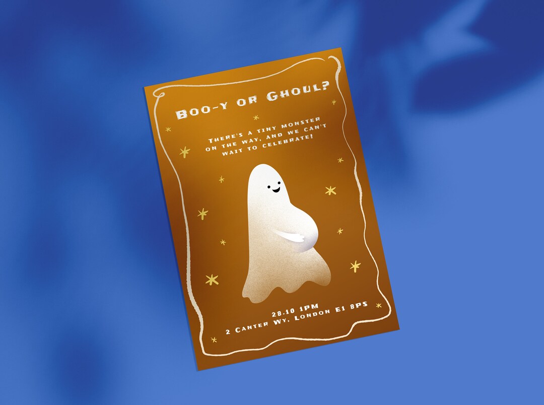 Halloween Baby Shower Invitation Editable Ghost Gender Reveal - Etsy