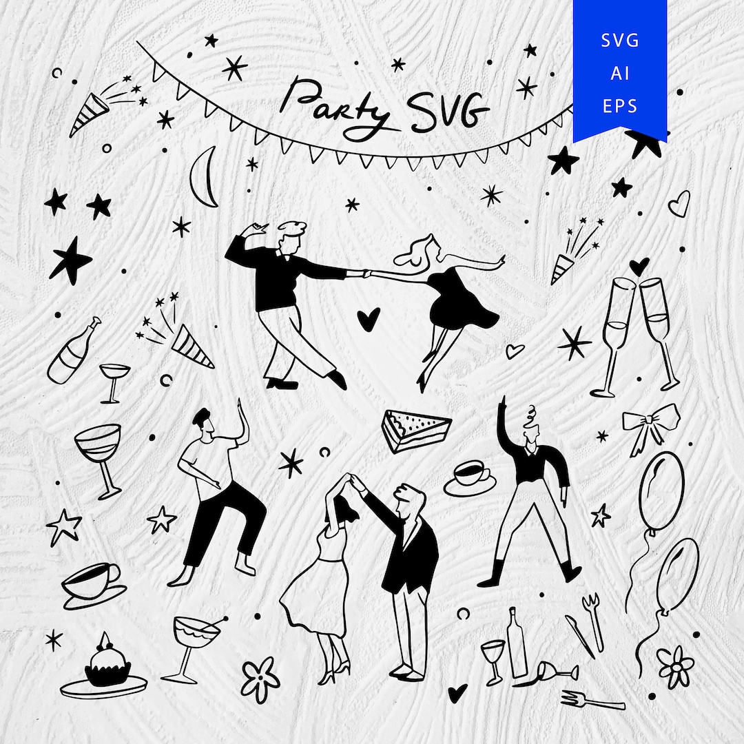 Celebration SVG Hand Drawn Party SVG Set Celebrate Clipart - Etsy