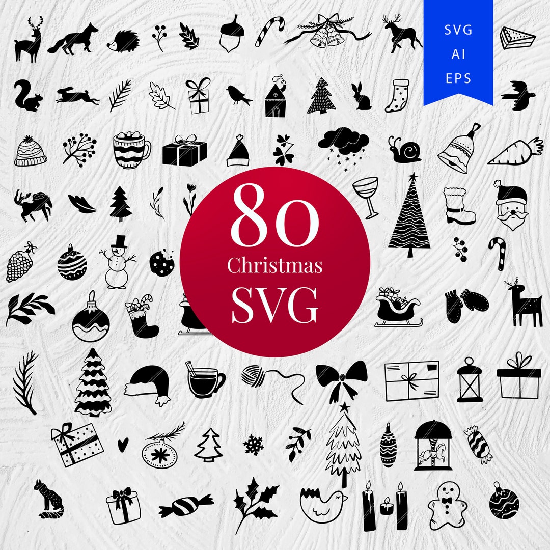 Christmas Set SVG, Hand Drawn Party SVG Set, Celebrate Clipart ...