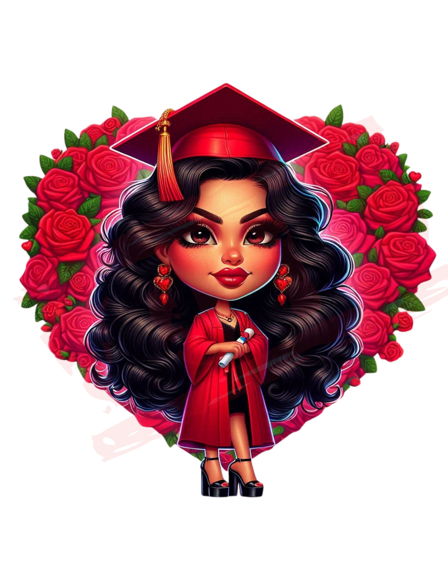 Chicana Graduate Png Red Cap and Gown Transparent Background - Etsy