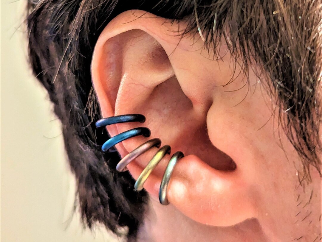 Titanium Ear Cuff No Piercing Gold, Silver, Pink, Purple, or Blue Conch ...