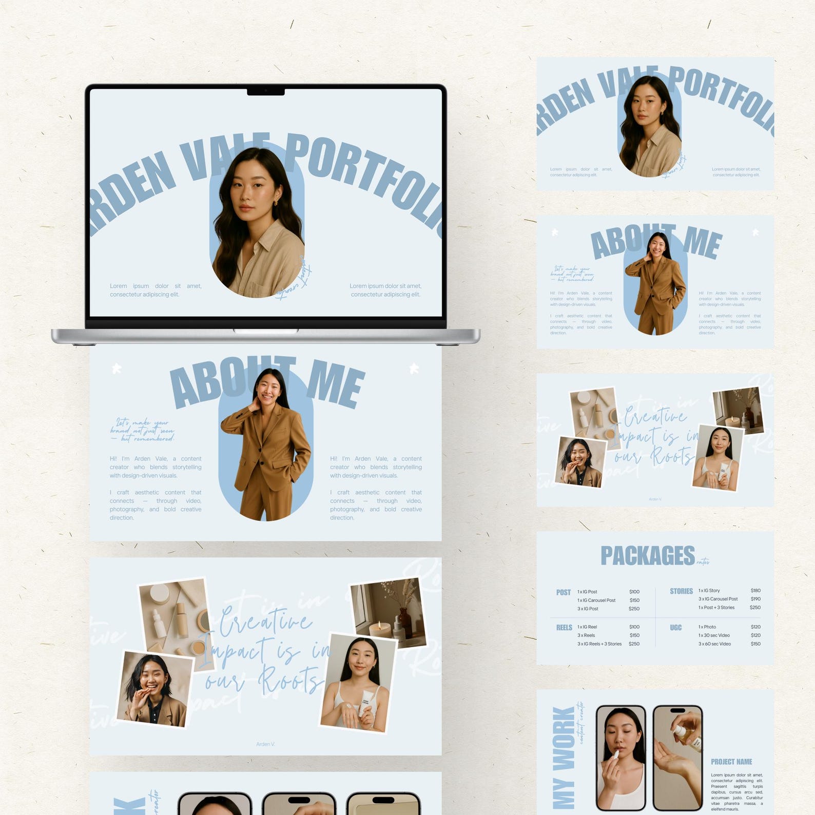 UGC Portfolio Template: Blue Canva Media Kit (45 Editable Slides) - Etsy