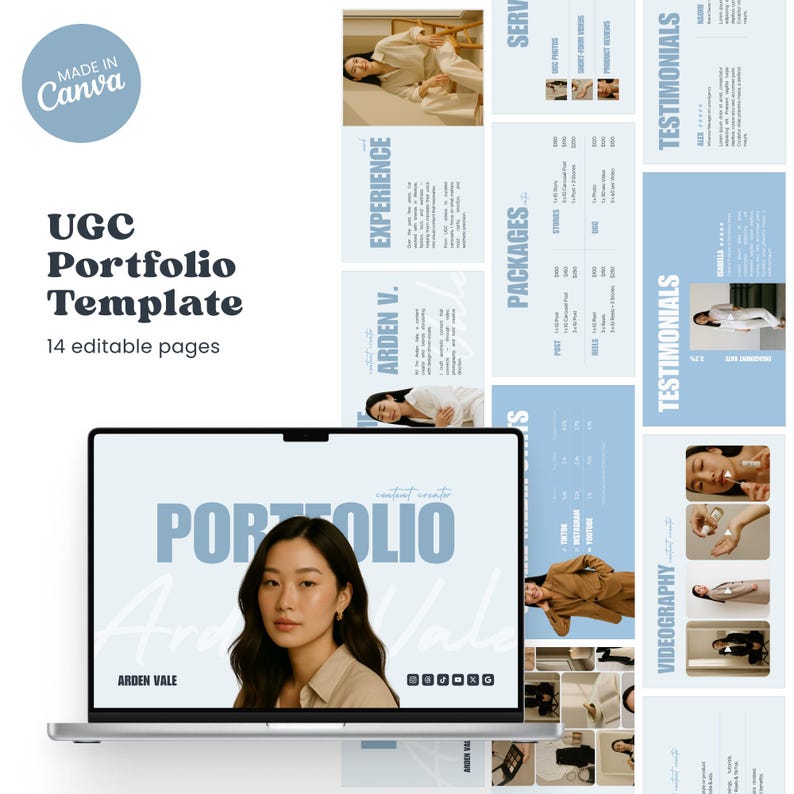 UGC Portfolio Template · Soft Blue · Canva Editable Resume · Creator ...