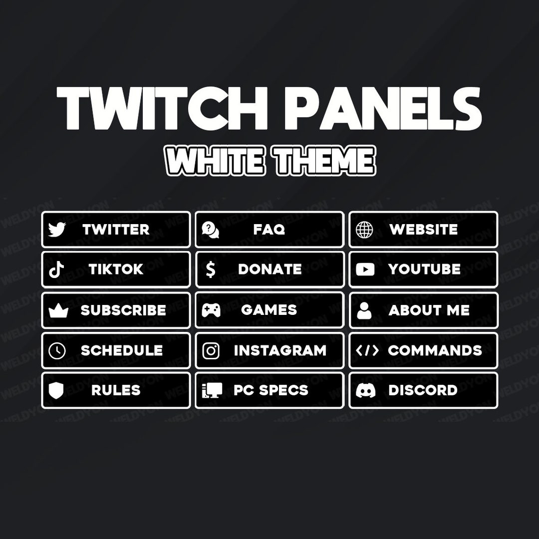 Twitch Panels - 15 Simple Black and White Premade Designs *instant ...