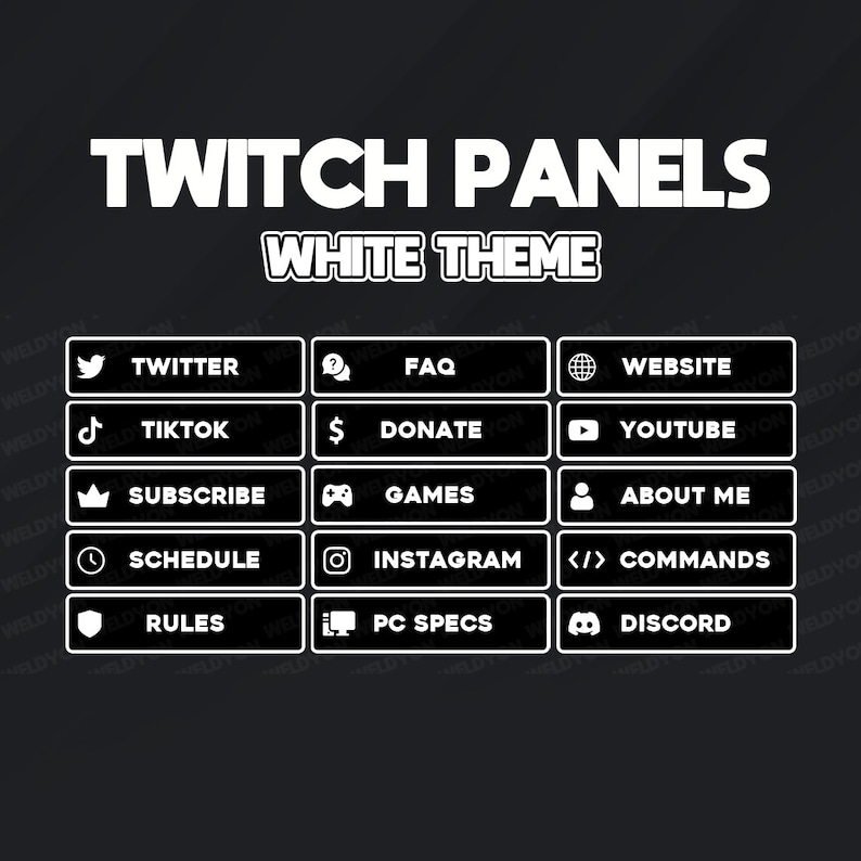 Twitch Panels - 15 Simple Black and White Premade Designs *instant ...
