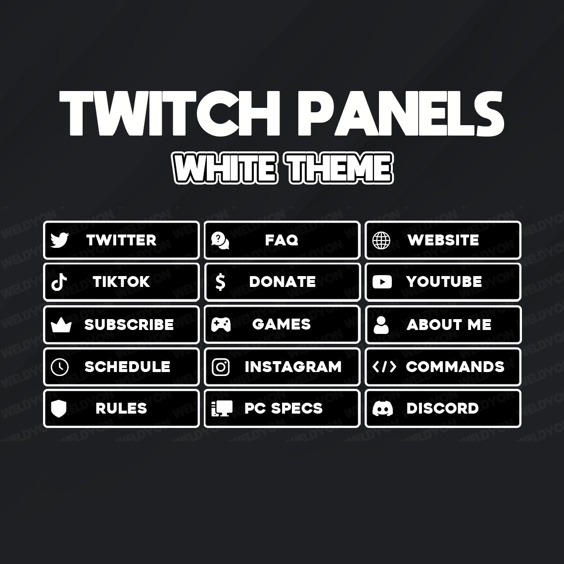 Twitch Panels - 15 Simple Black and White Premade Designs *instant ...