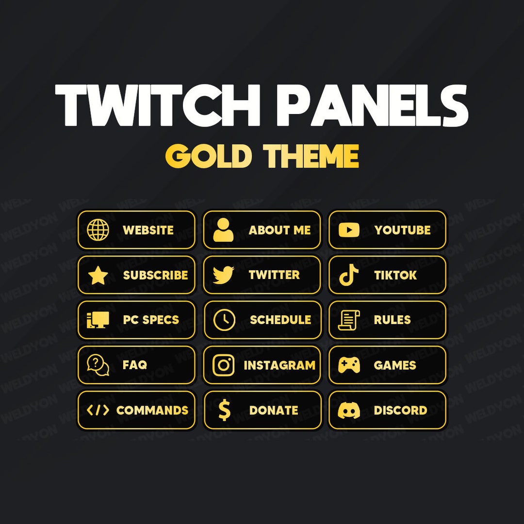 Twitch Panels - 15 Black and Gold Premade Designs *instant Delivery* - Etsy