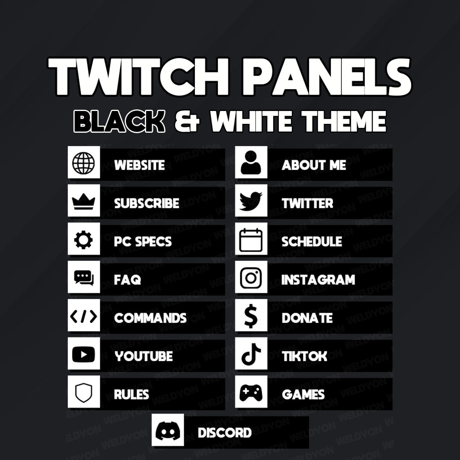 15 Clean Black and White Theme Panels - Twitch Panels Premade *instant ...