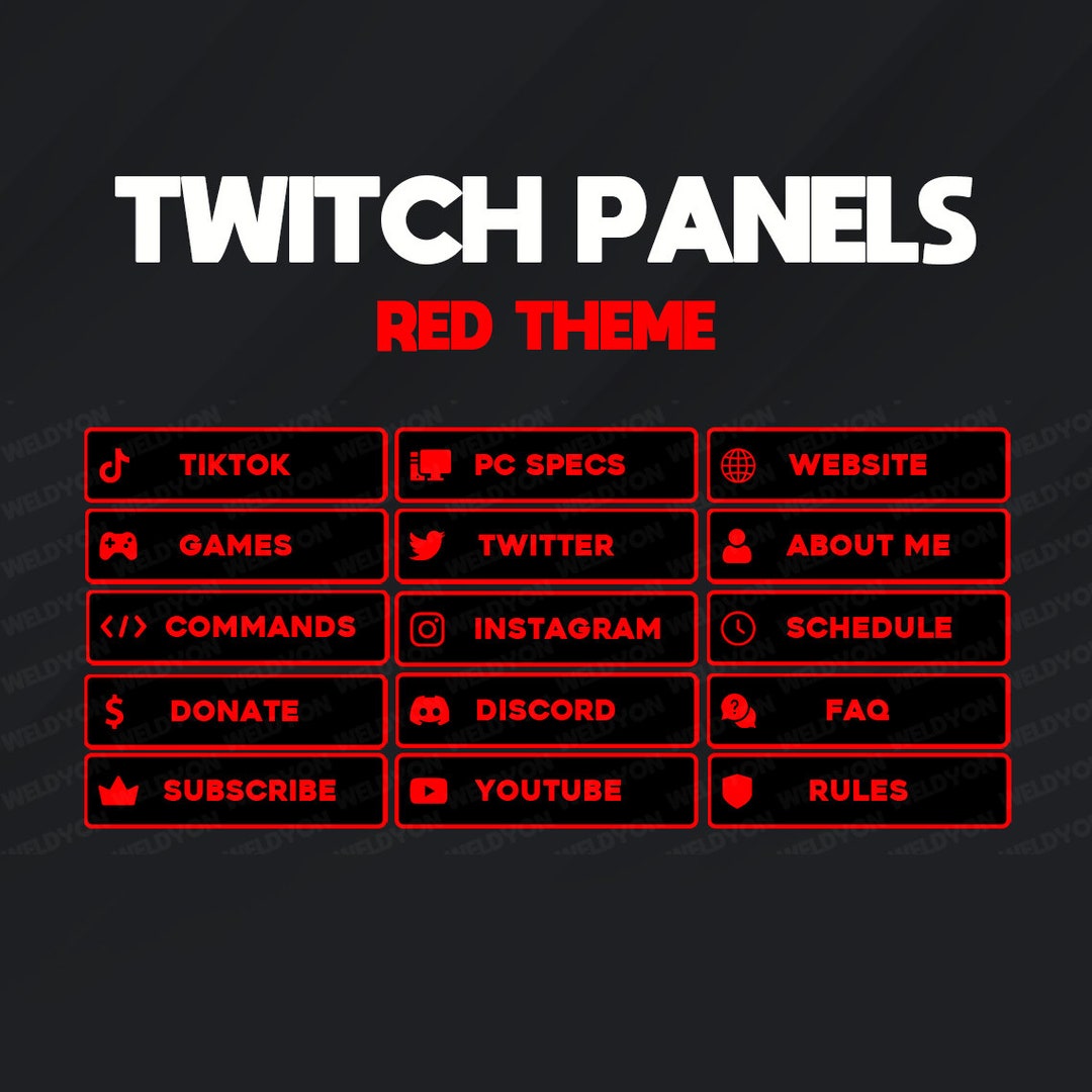 15 Simple Black and Red Panels - Twitch Panels Premade *instant ...