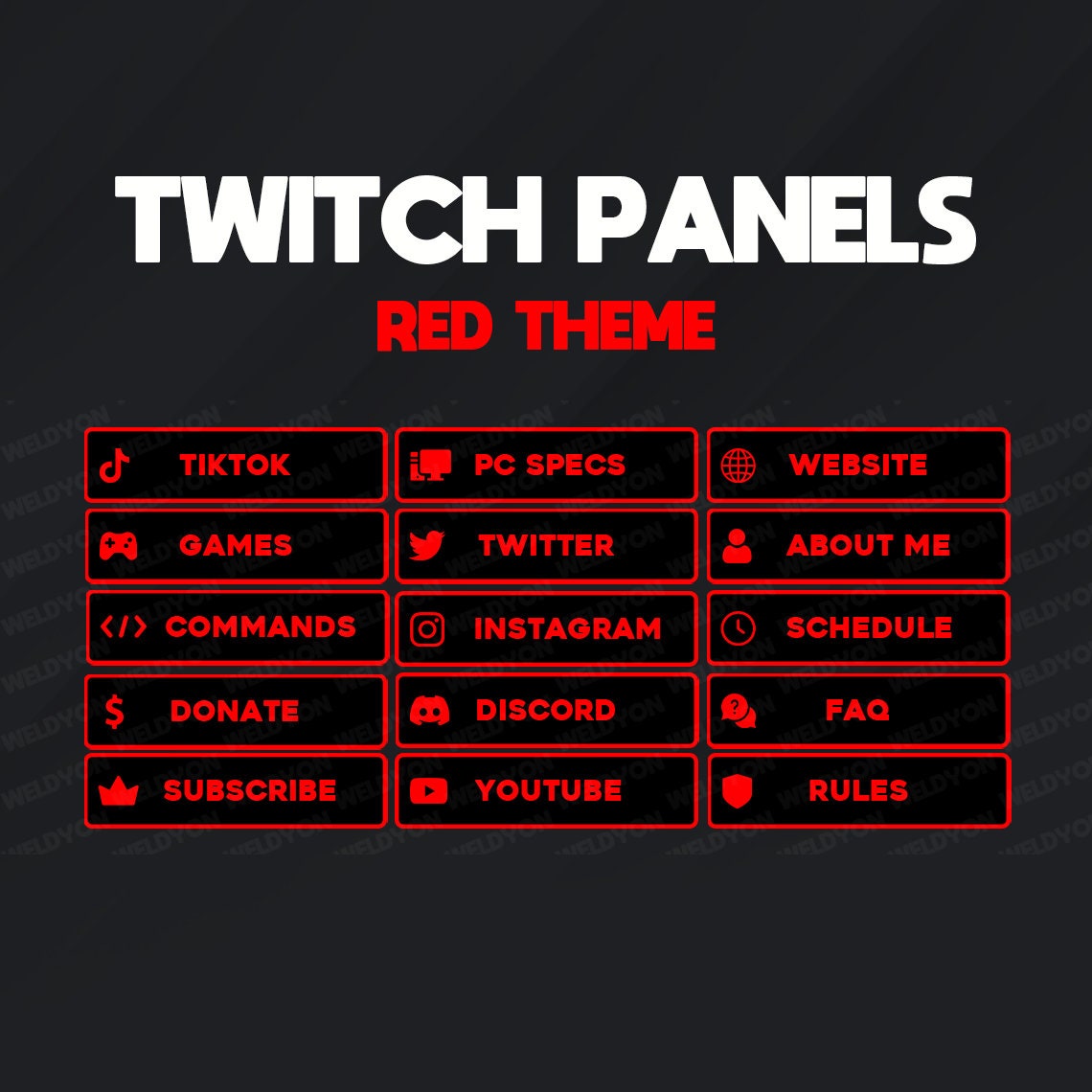15 Simple Black and Red Panels - Twitch Panels Premade *instant ...