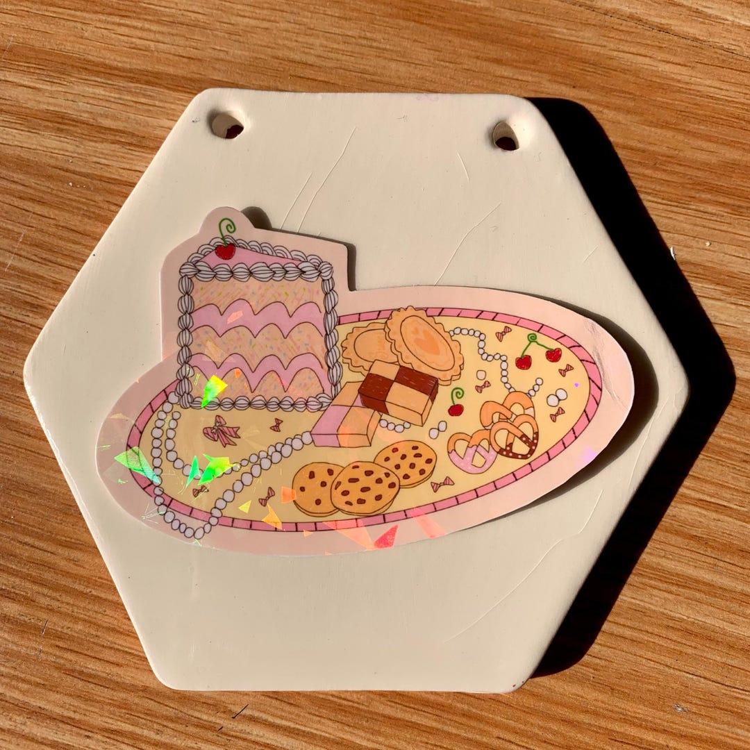 Valentine’s Day Decor Stickers | Dessert Platter Sticker and Cartoon ...