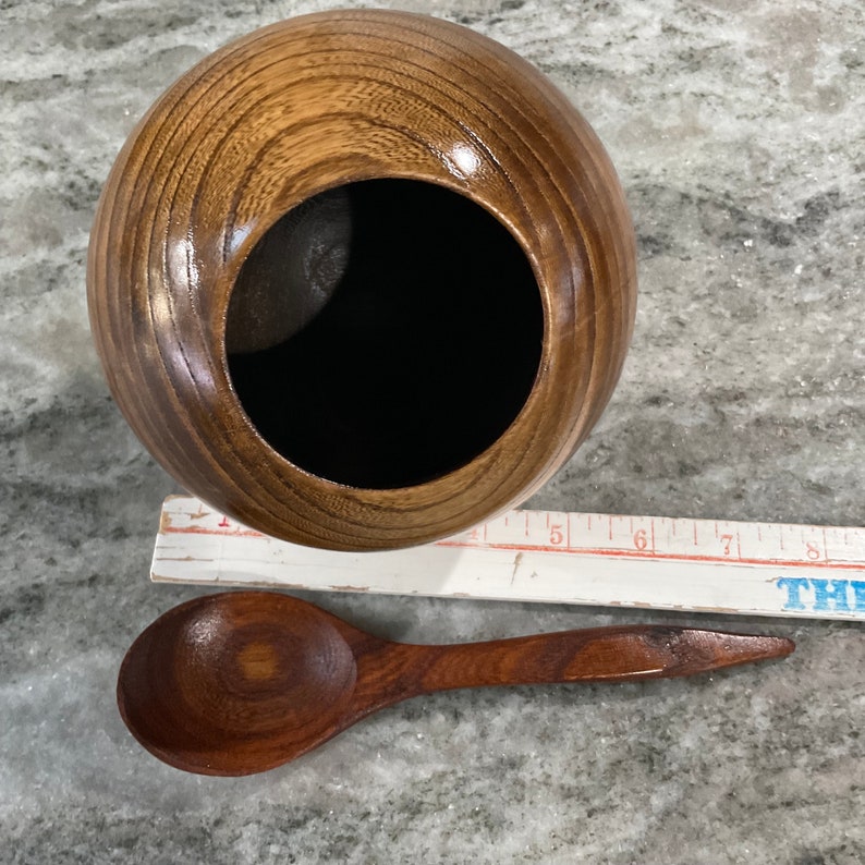 Vtg Mid Century MOD Wood Orb Sphere Round Nut Bowl Candy Dish W/ Wood ...