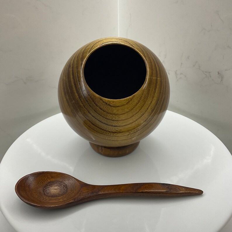 Vtg Mid Century MOD Wood Orb Sphere Round Nut Bowl Candy Dish W/ Wood ...