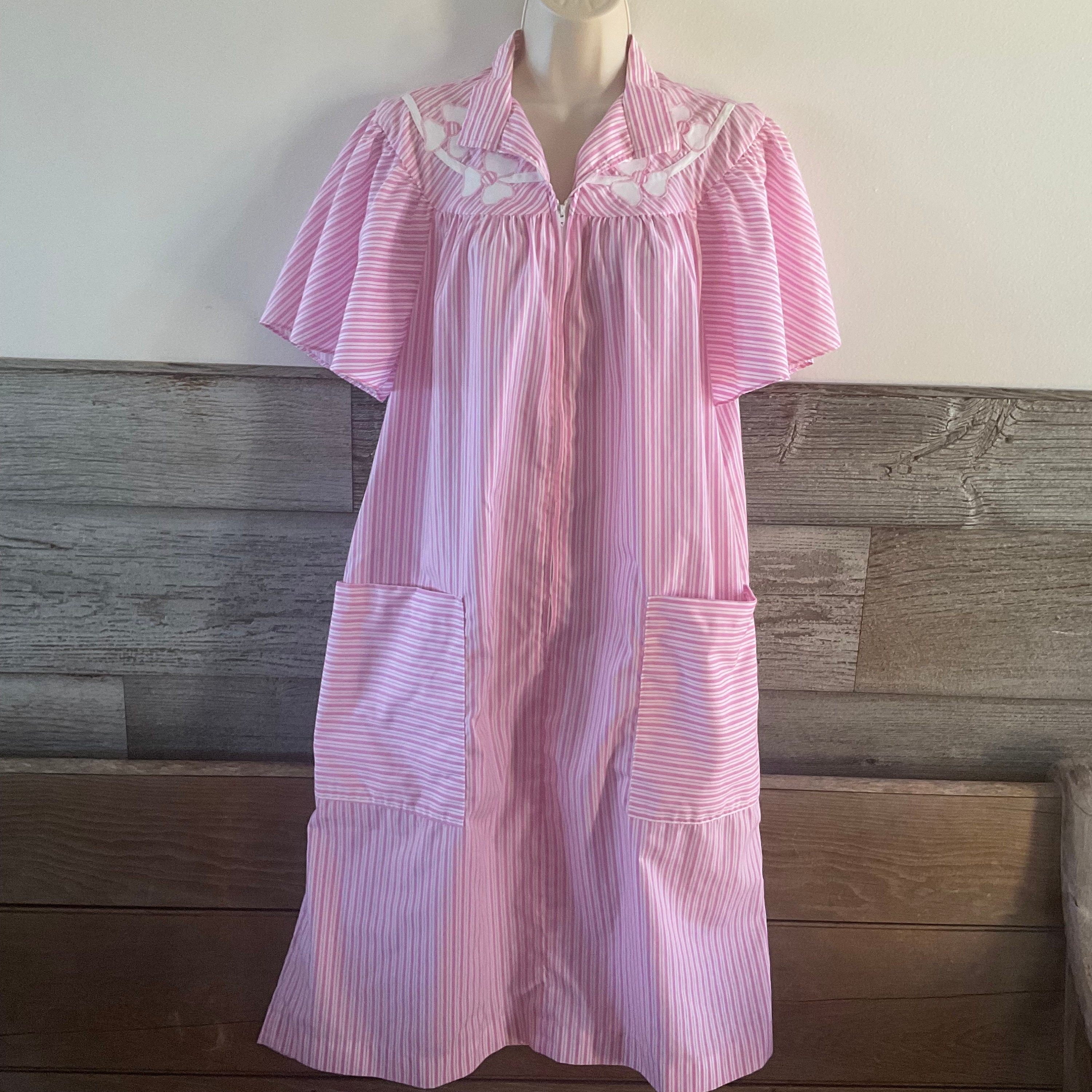 Vintage Models Coat 70s Housecoat Robe C1 Pink/white - Etsy