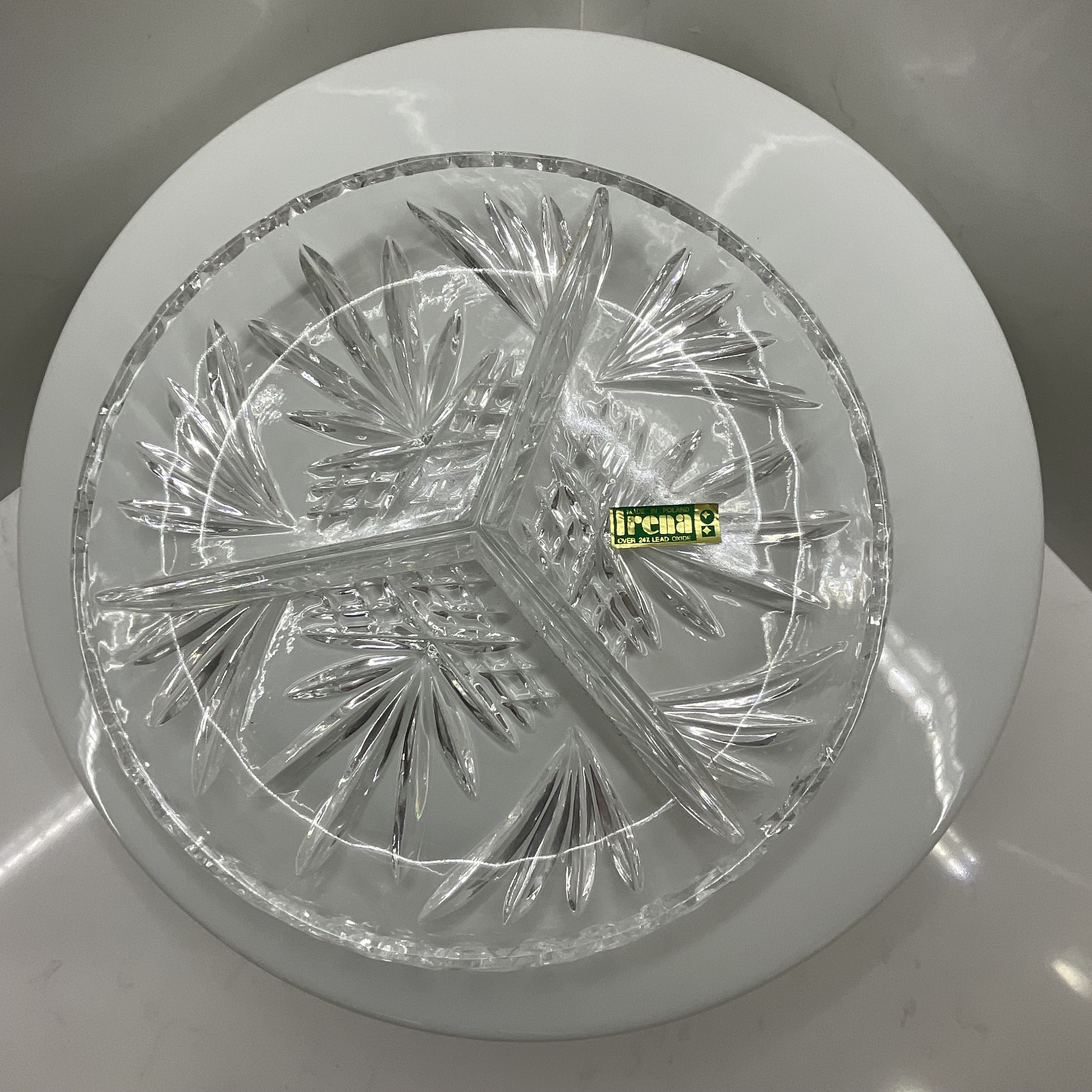 Crystal Divided Dish Irena Poland 24% Lead Crystal Vintage - Etsy