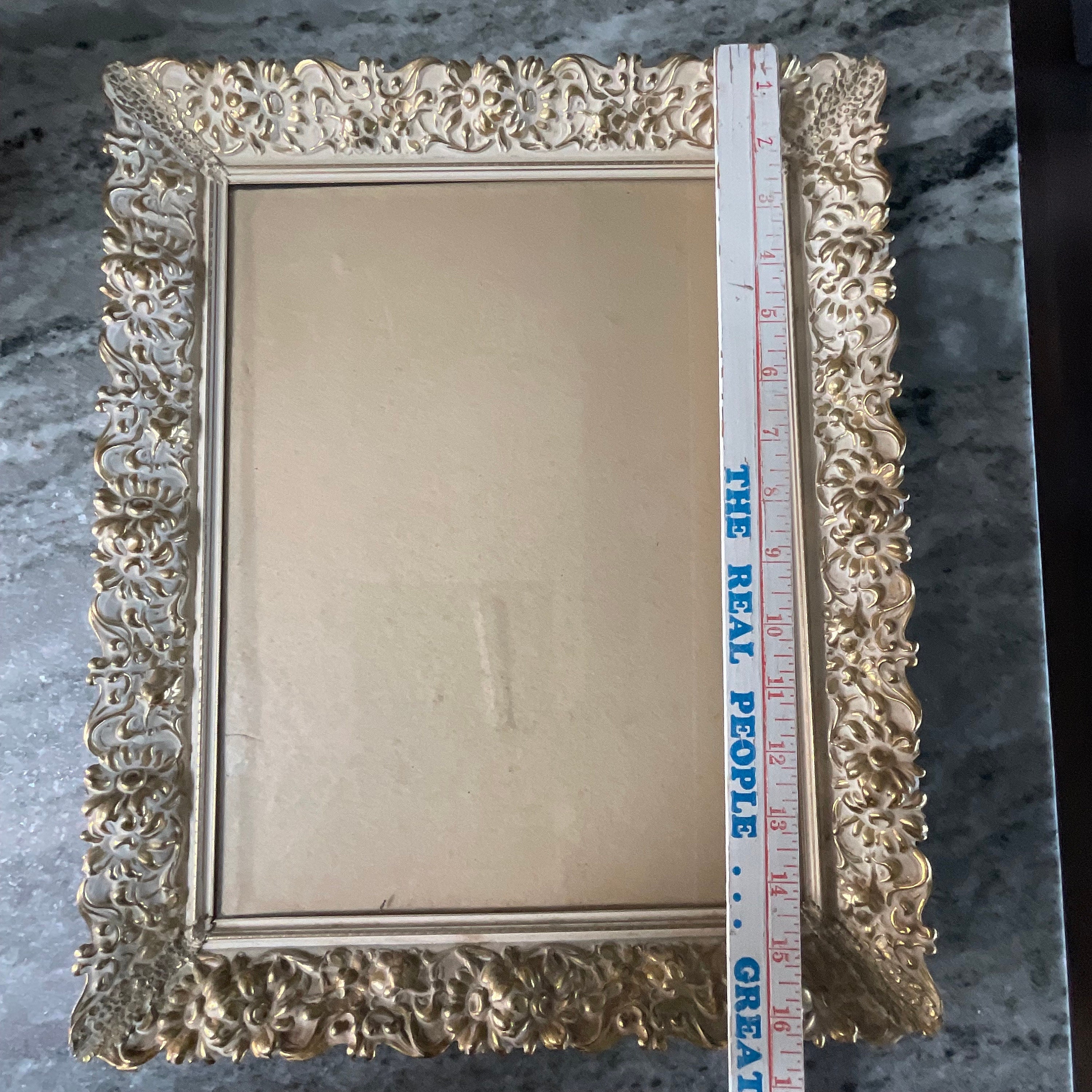 Vintage Floral Frame Gold/brass Tone Metal W/ off White Hollywood ...