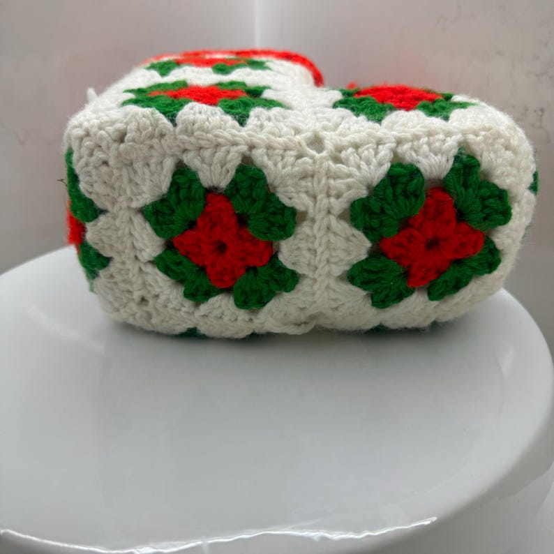 Vintage Granny Square Homemade Knit Christmas Boot Container - Etsy