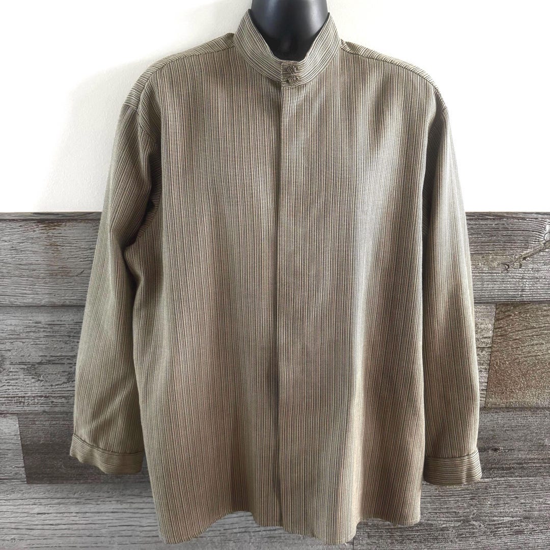 James Lord Vintage 70’s Designer Banded Collar Shirt Size XL (J1) - Etsy