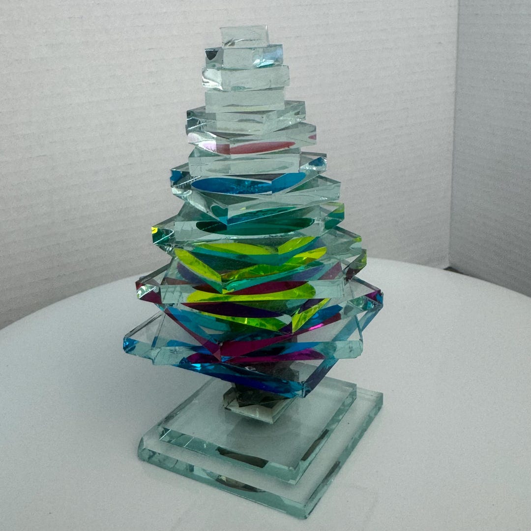 Vtg Mark Julie Glocke (signed) Stacked Glass Sculpture Multicolor ...