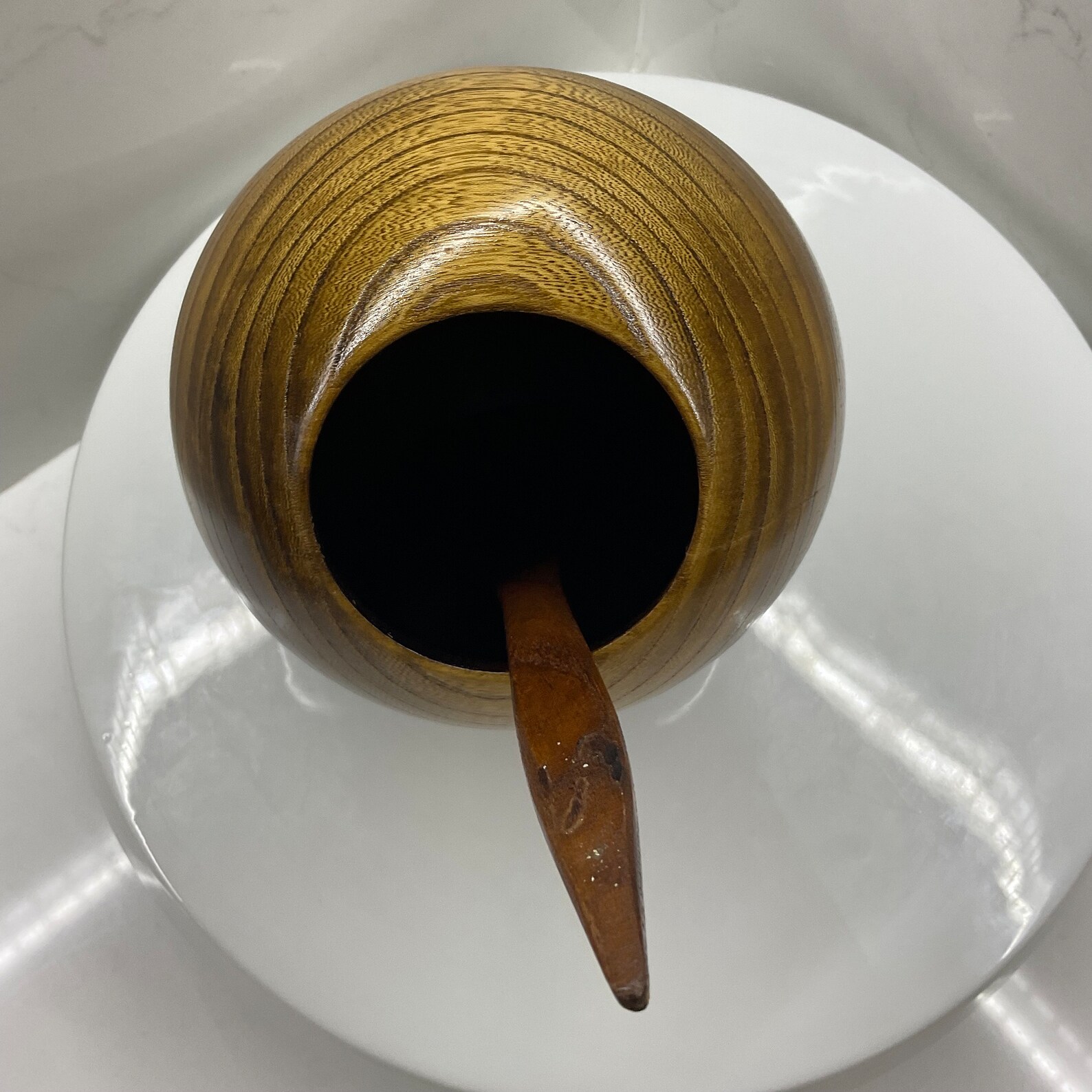 Vtg Mid Century MOD Wood Orb Sphere Round Nut Bowl Candy Dish W/ Wood ...