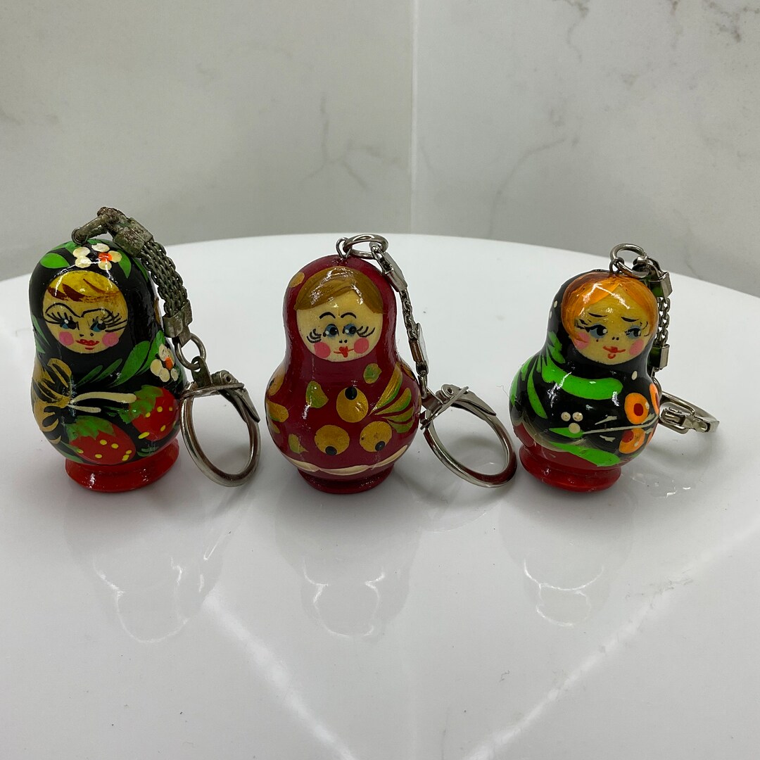 Vintage Russian Painted Matreshka Keychain Wooden Dolls (lot of 3) - Etsy