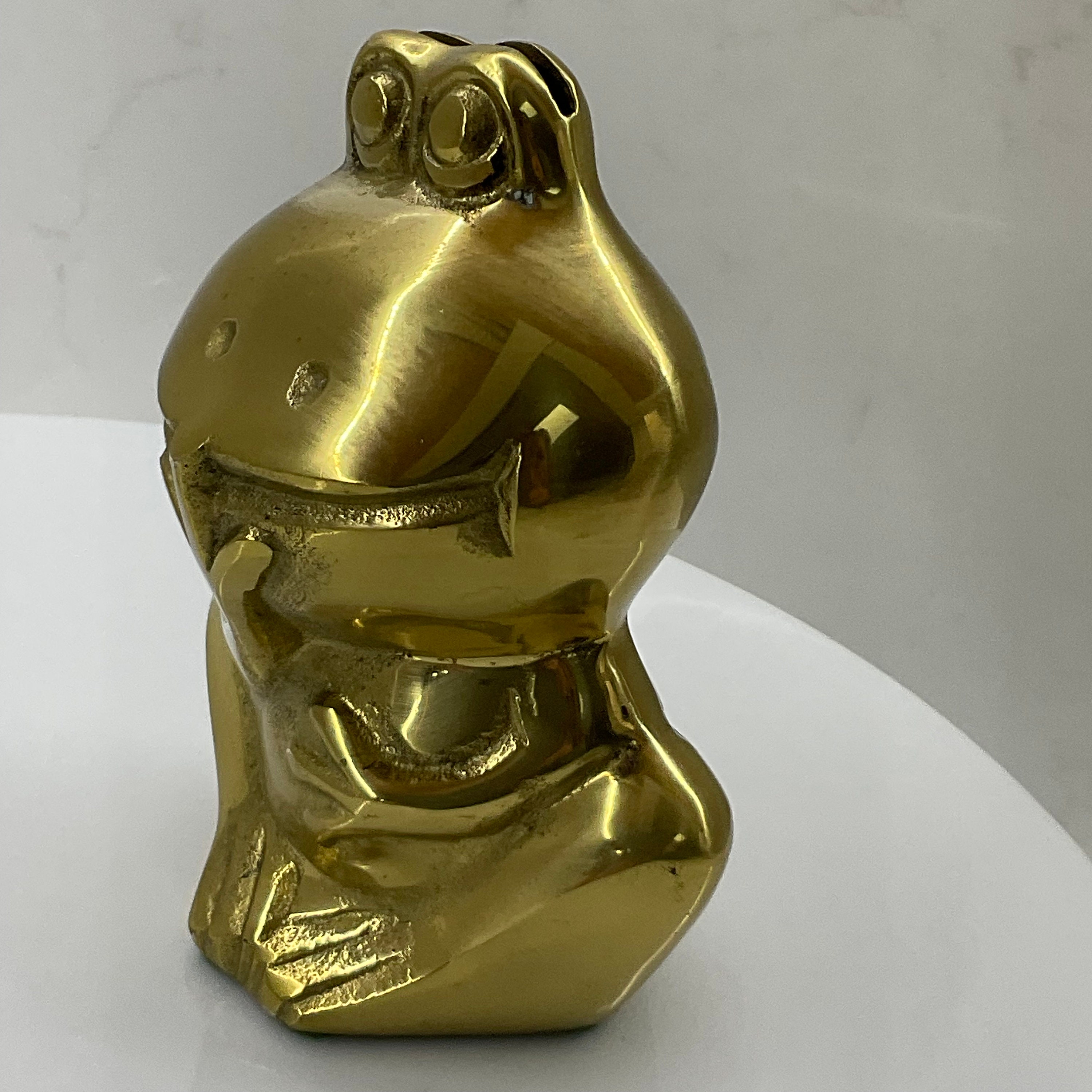 Vintage Brass Laughing Frog Bank Happy Brass Frog Coin Bank - Etsy