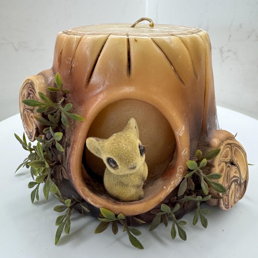 Vtg 1973 Middle Earth Candle House Hobbit Stump Handmade Fairy Garden ...
