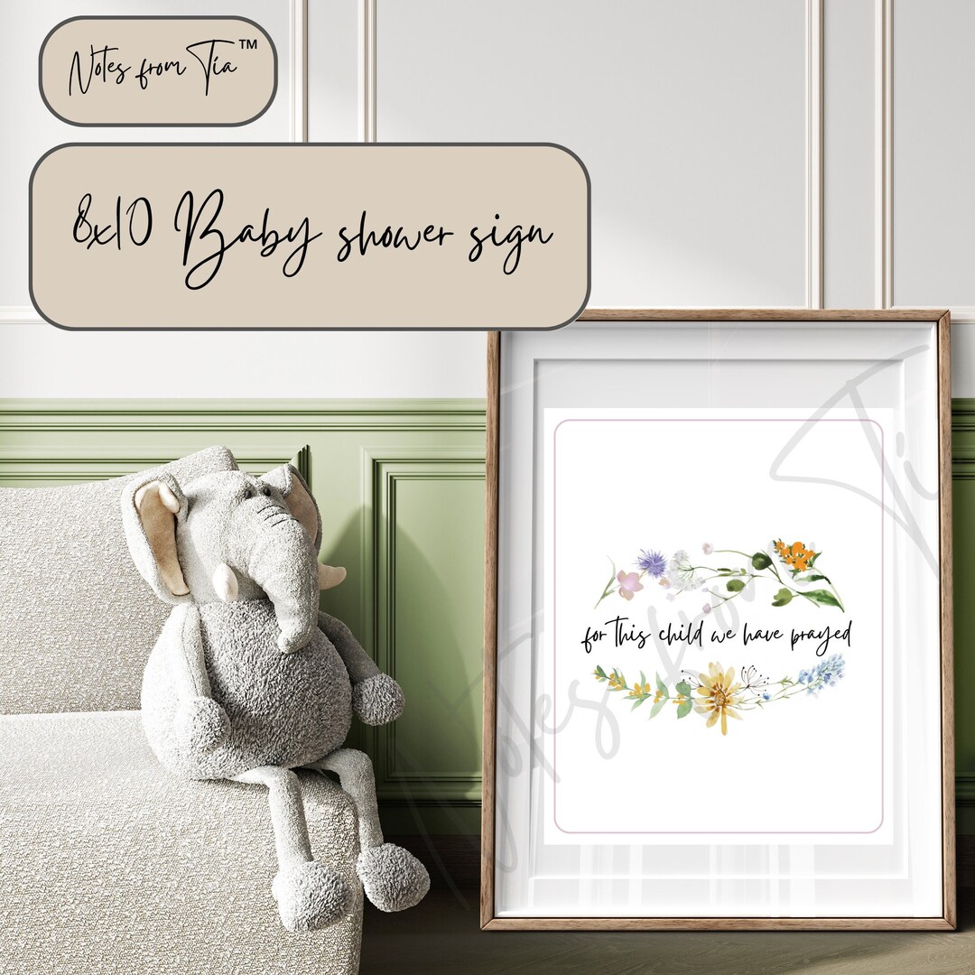 8x10 Baby Shower Prayer Sign, Baby Girl Shower Floral Decor, Meadow ...